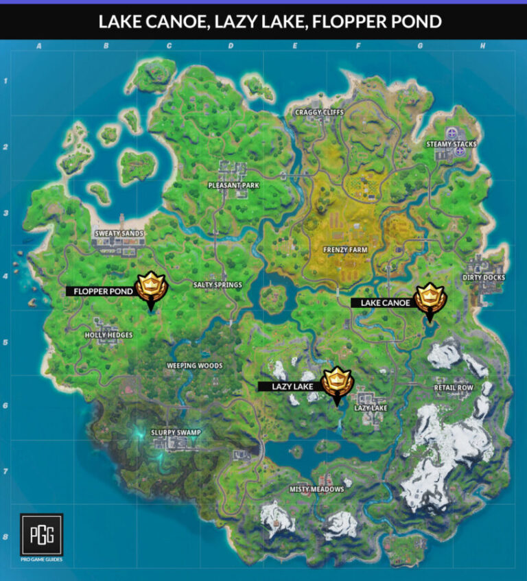 ️ Ubicaciones de Fortnite Lake Canoe, Lazy Lake, Flopper Pond - Guías ...